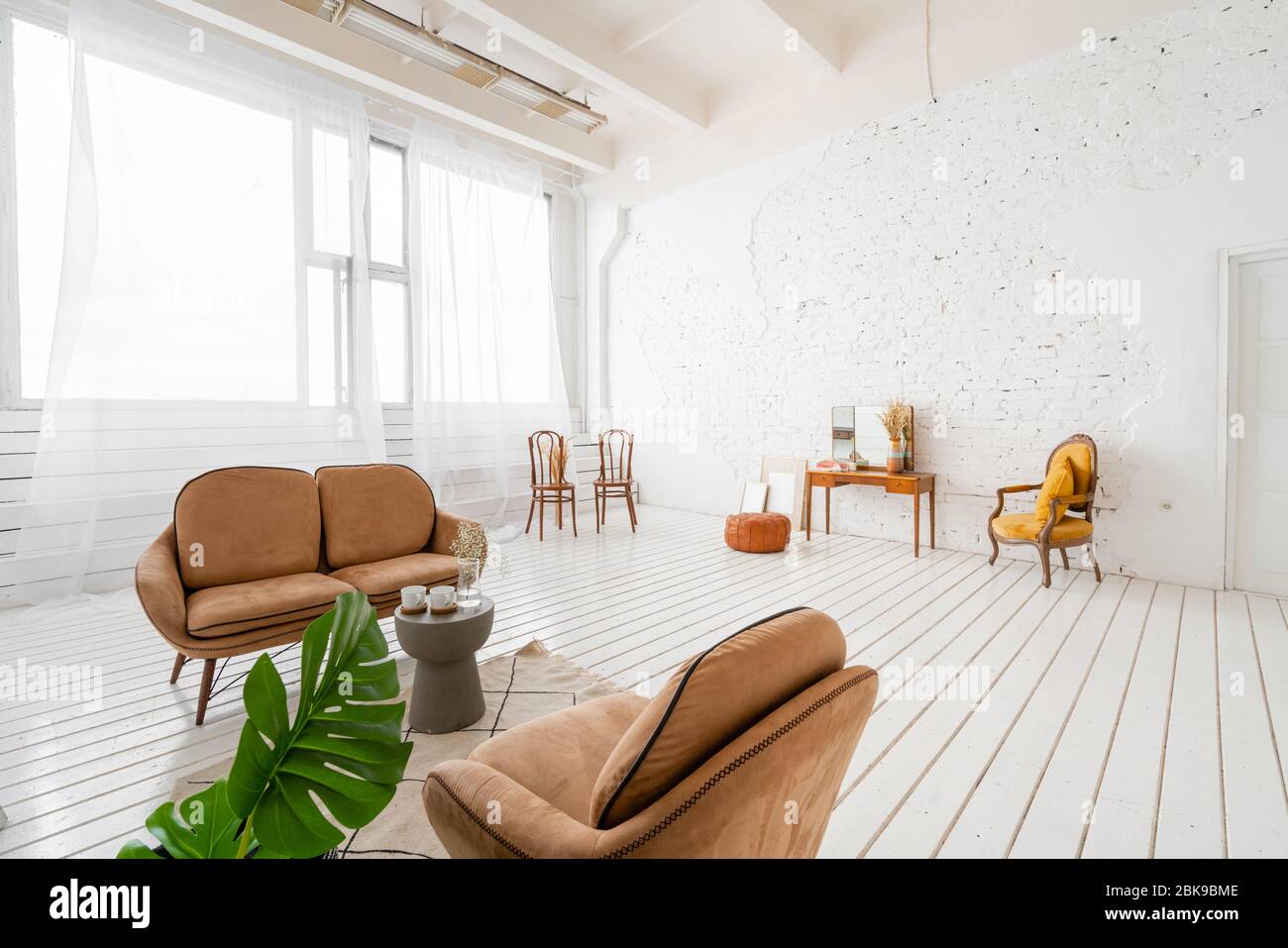 Interior photo Studio. Morning in light interior. Bright and clean ...