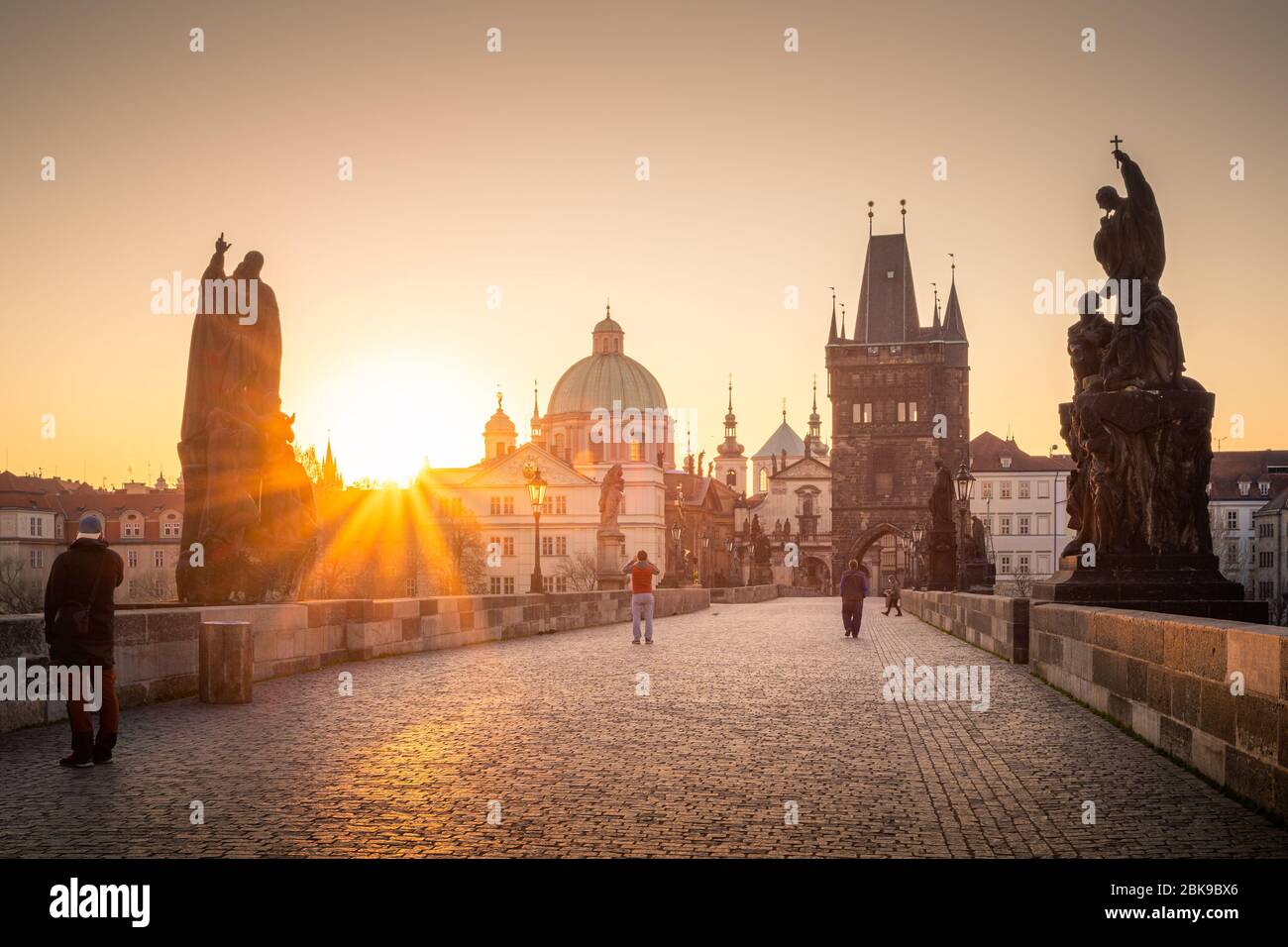 Charles bridge at sunrise, Old Town bridge tower, Prague UNESCO, Czech republic, Europe - Old ...
