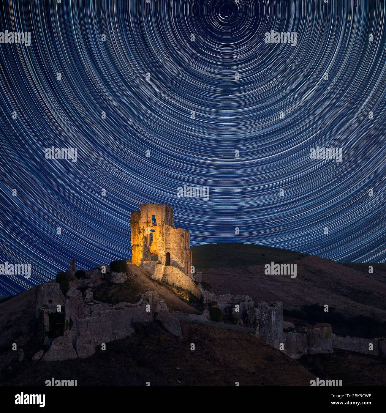 Digital composite image of star trails around Polaris with Medieval ...