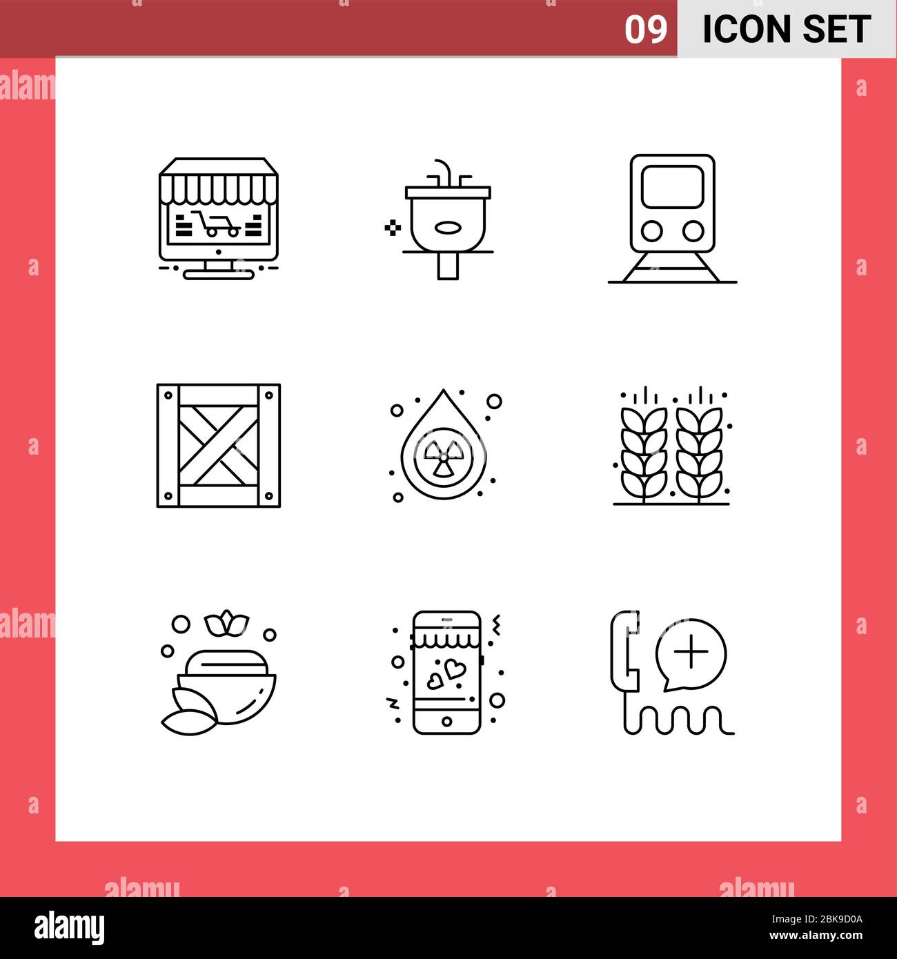 Stock Vector Icon Pack Of 9 Line Signs And Symbols For Wood Logistic