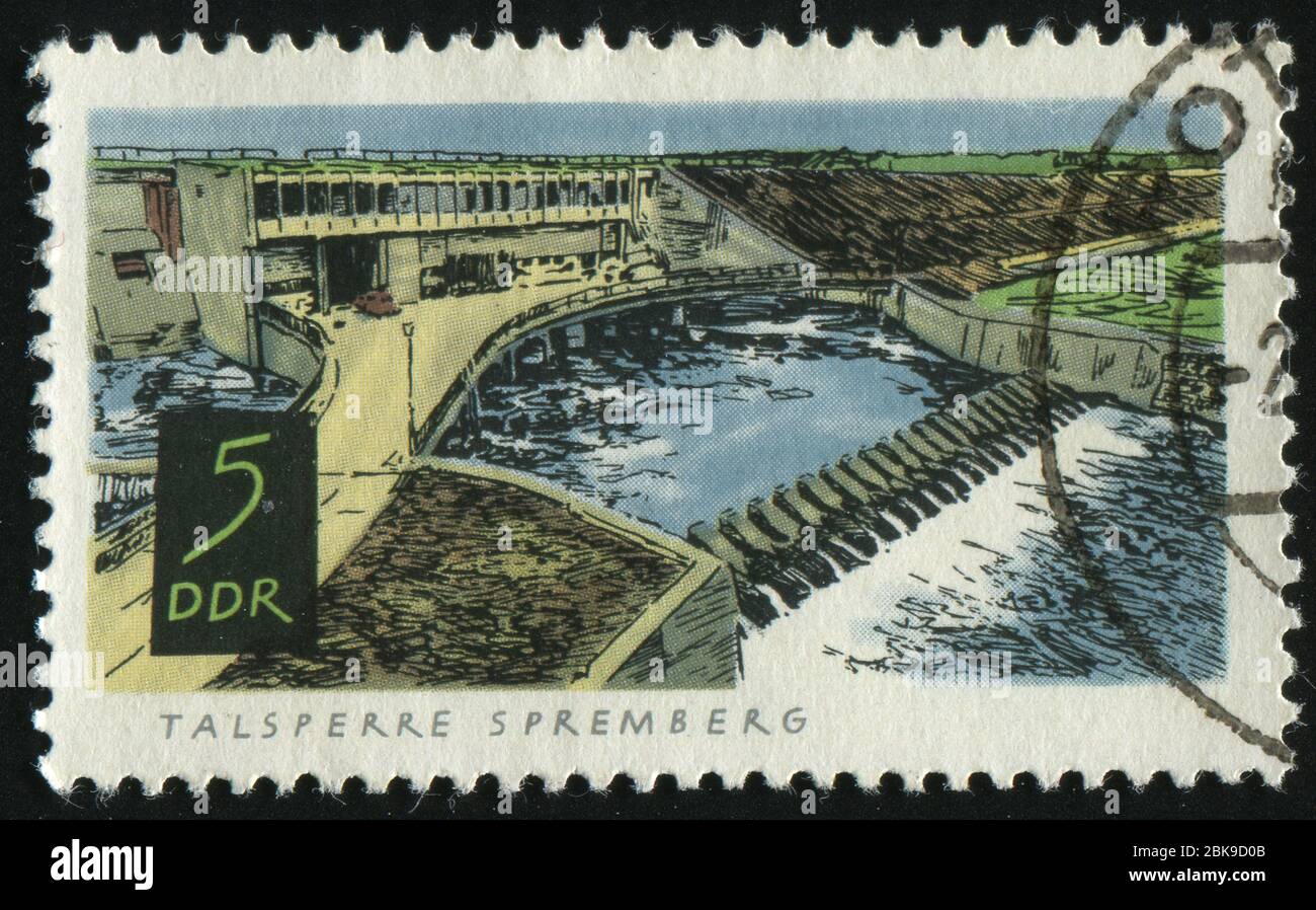 GERMANY- CIRCA 1968: stamp printed by Germany, shows Spremberg Dam ...