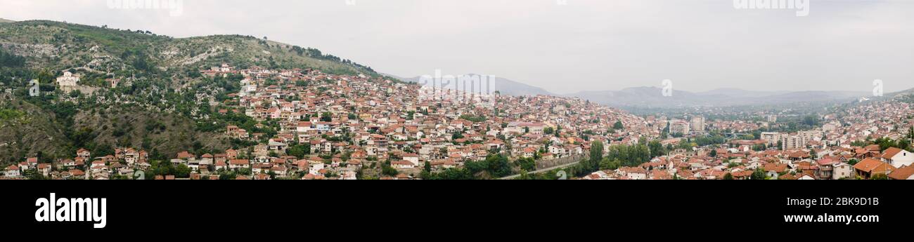Panoramic view on the city of Veles, Macedonia, with almost all famous ...