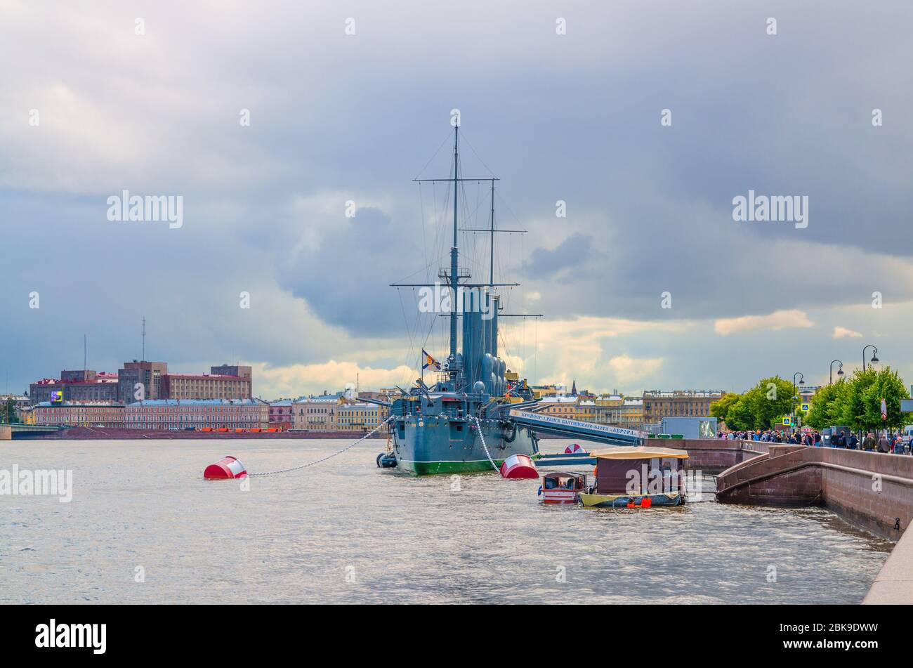 Saint Petersburg, Russia, August 3, 2019: Aurora protected cruiser ...