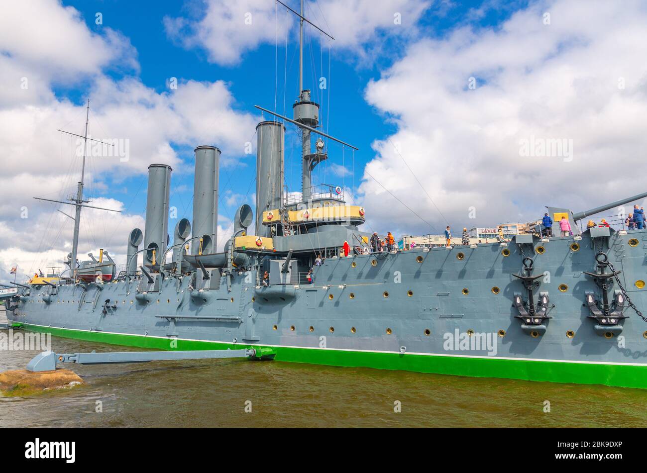 Saint Petersburg, Russia, August 3, 2019: Aurora protected cruiser ...