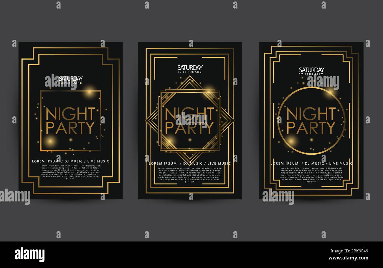 golden night club party poster template for club party flyer, colorful ...