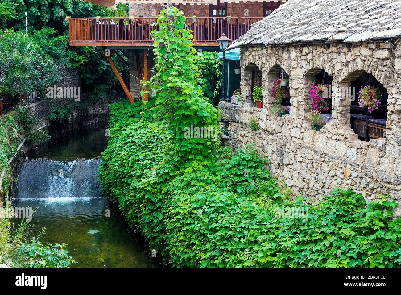The ancient city of Mostar, Bosnia and Herzegovina. View of an alley ...