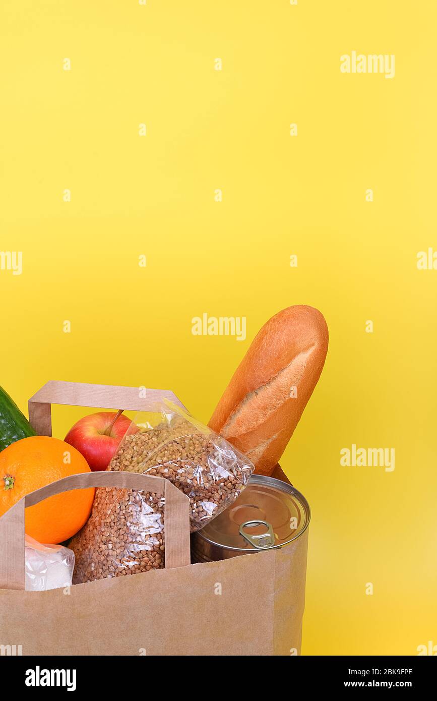 Food donation on yellow hi-res stock photography and images - Alamy