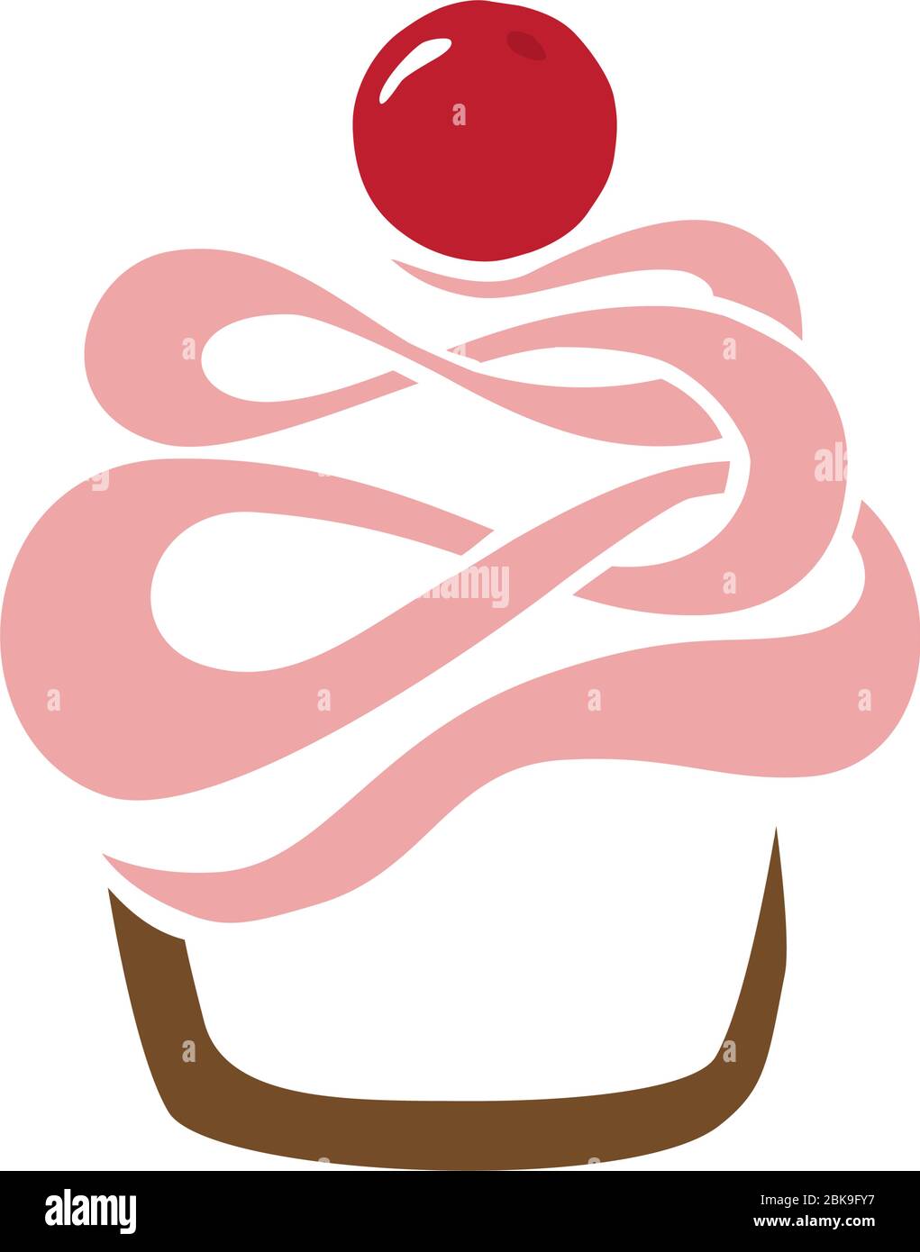abstract cup cake with pink cream and cherry on top Stock Vector Image ...