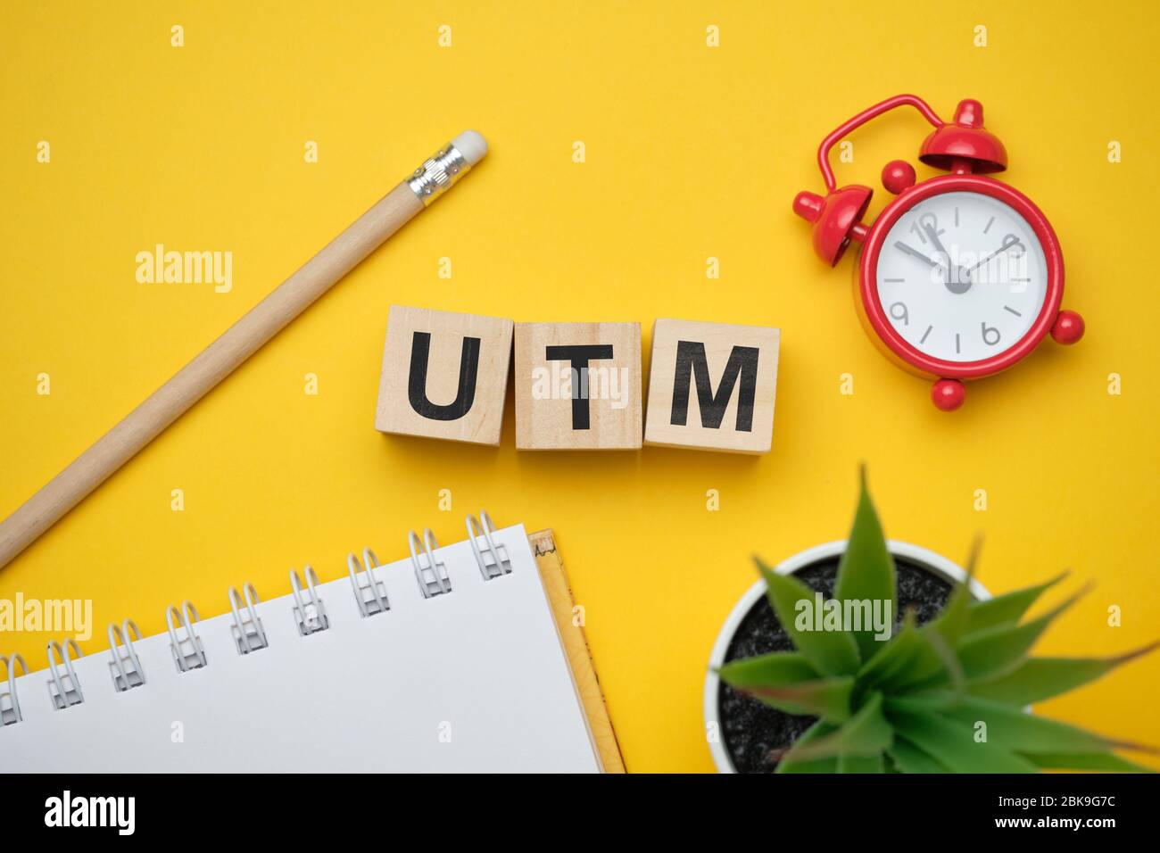 Modern marketing buzzword UTM - Urchin tracking module. Top view on ...