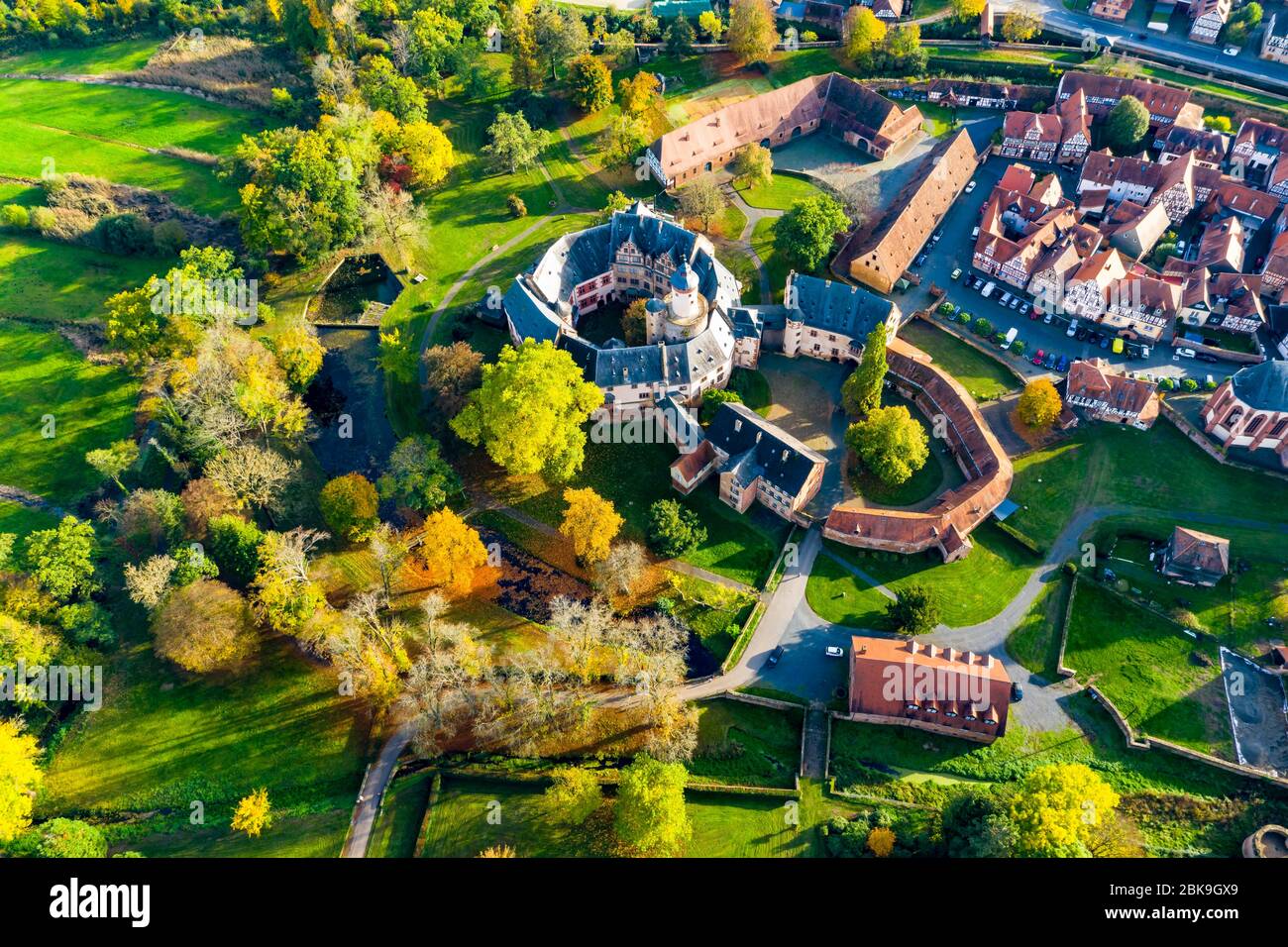 Aerial view, Buedingen Castle, Buedingen, Hesse, Germany Stock Photo ...
