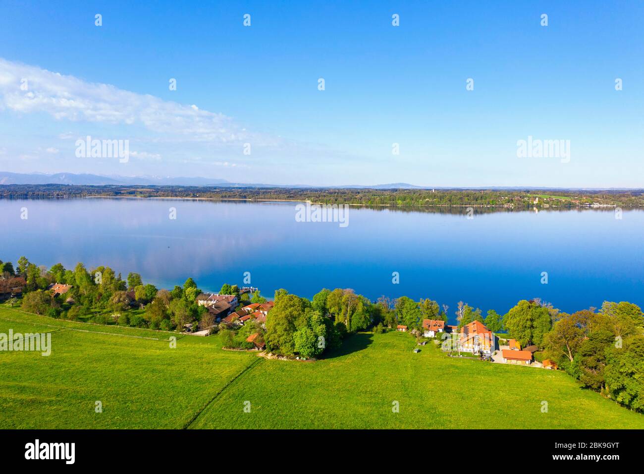 Village Ambach at the Starnberger See, near Muensing, Fuenfseenland ...