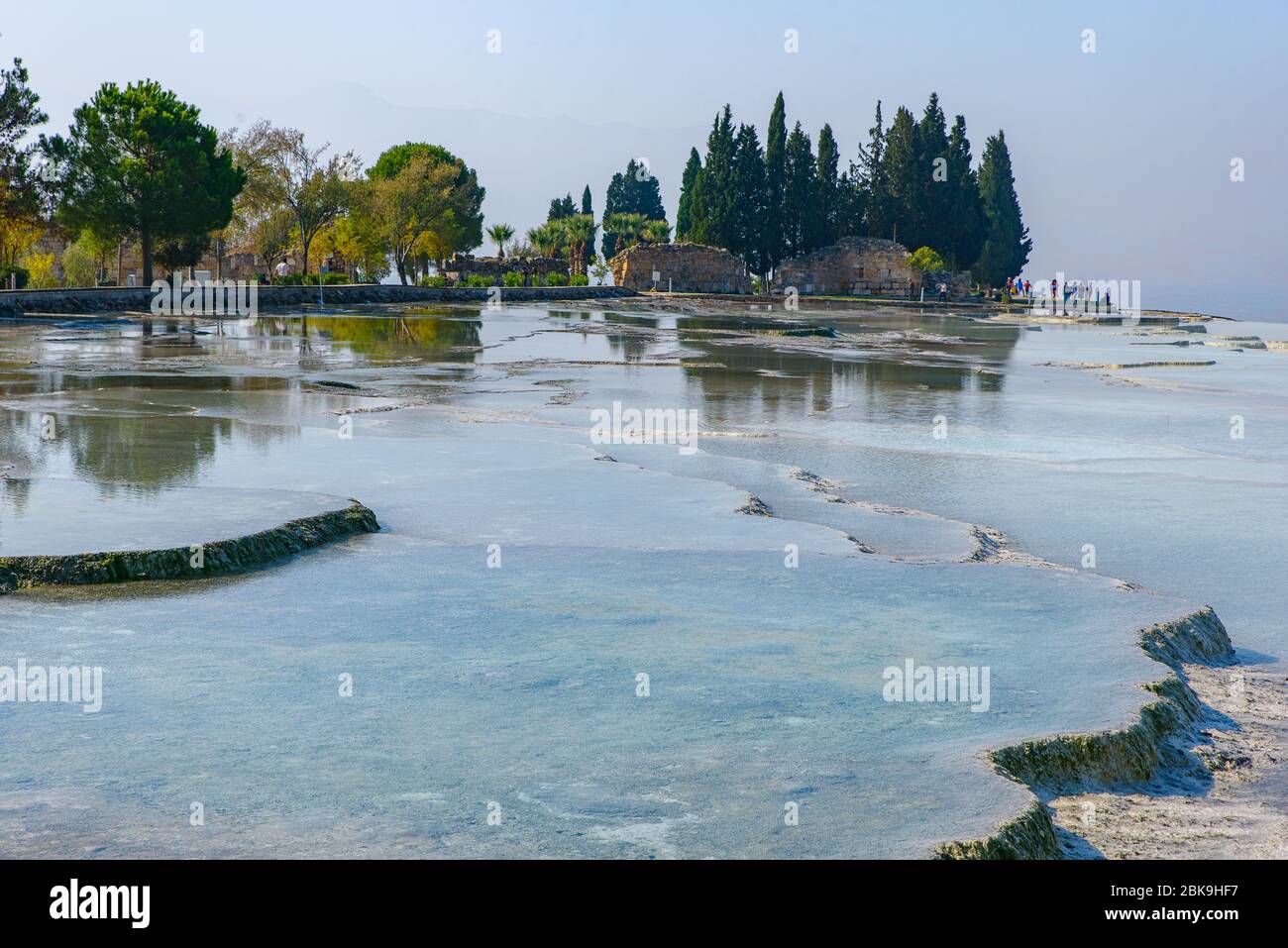 Travertine terrace formations and pools at Pamukkale (cotton castle ...