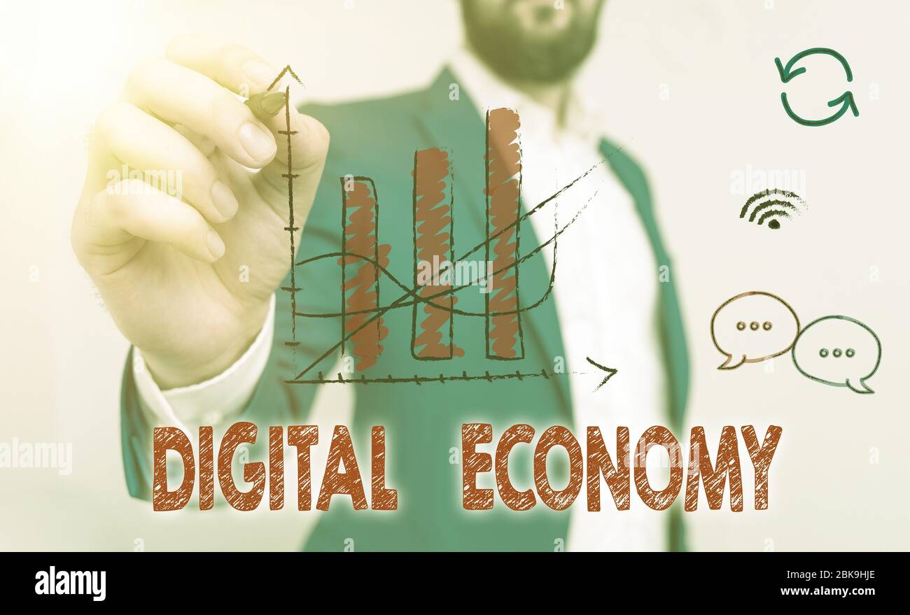 Word writing text Digital Economy. Business photo showcasing worldwide ...