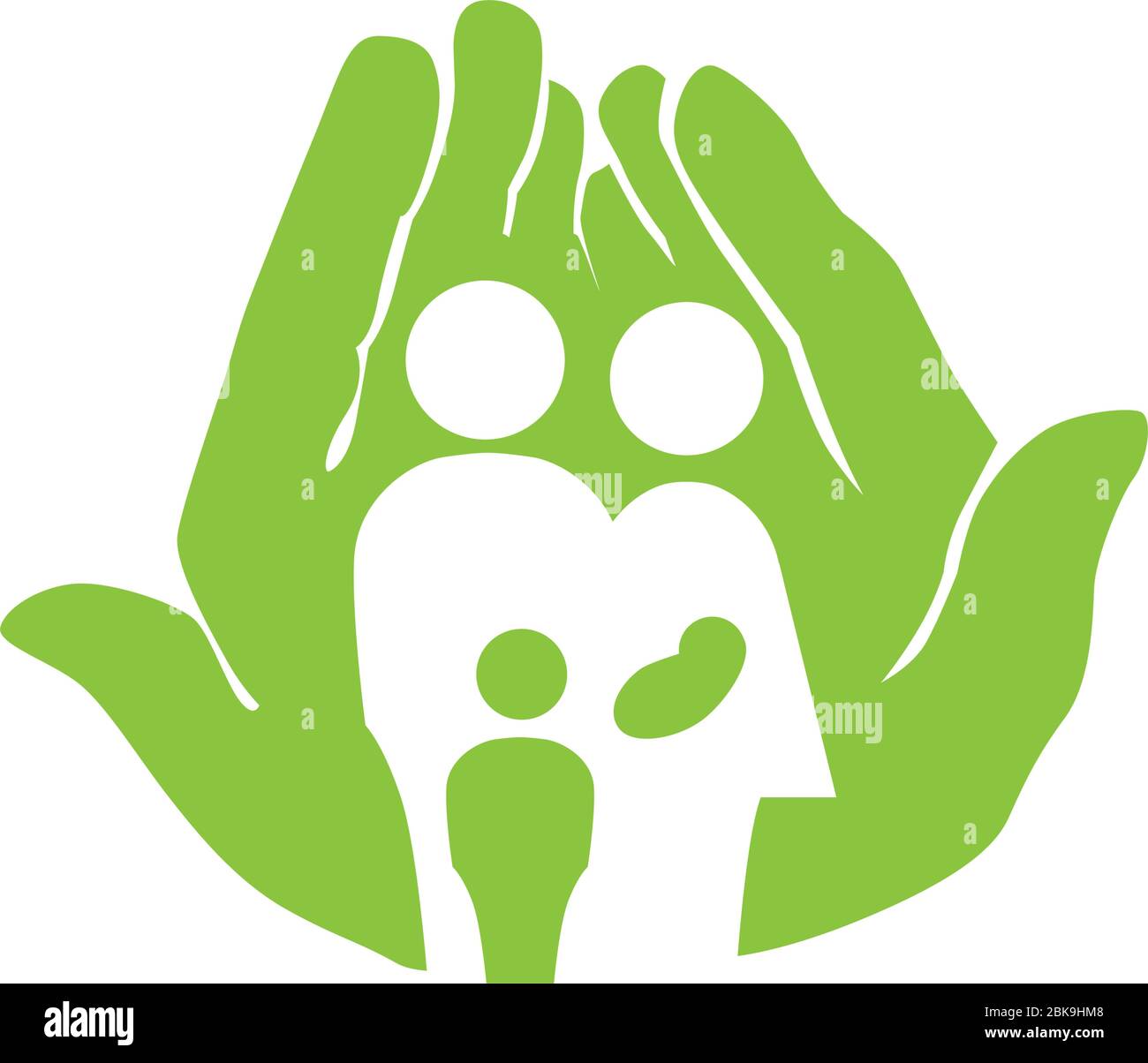 green hands holding miniature human family Stock Vector Image & Art - Alamy