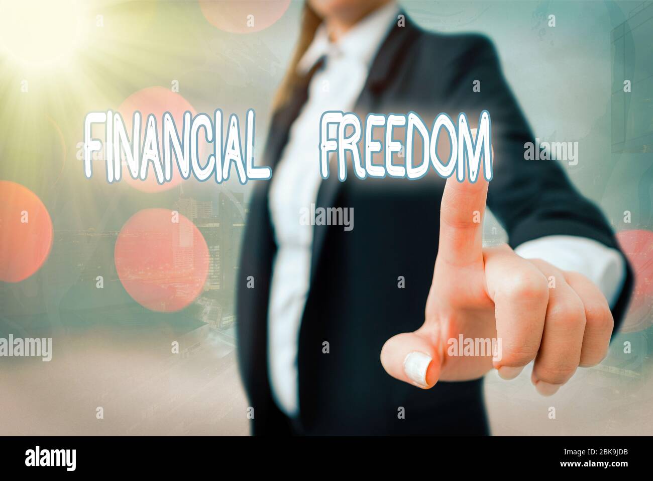Writing note showing Financial Freedom. Business concept for Having ...