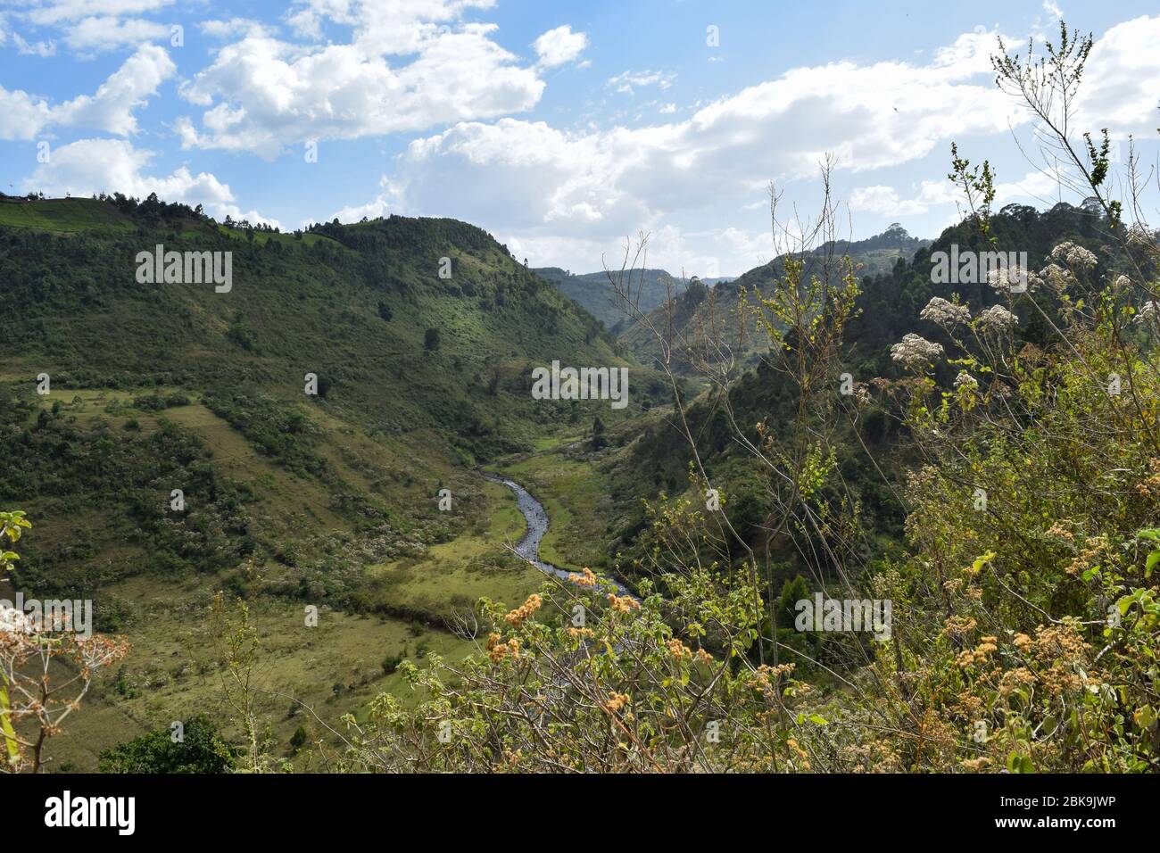 A river in the scenic mountain landscapes of rural Kenya Stock Photo ...