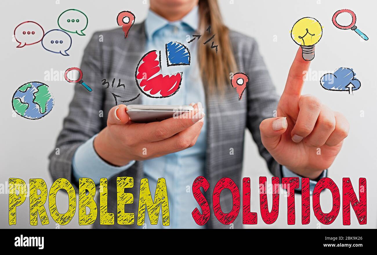 Conceptual hand writing showing Problem Solution. Concept meaning solving consists of using ...