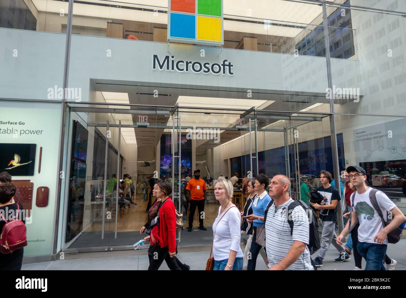 Microsoft company logo on facade of brand store on 5th avenue in ...