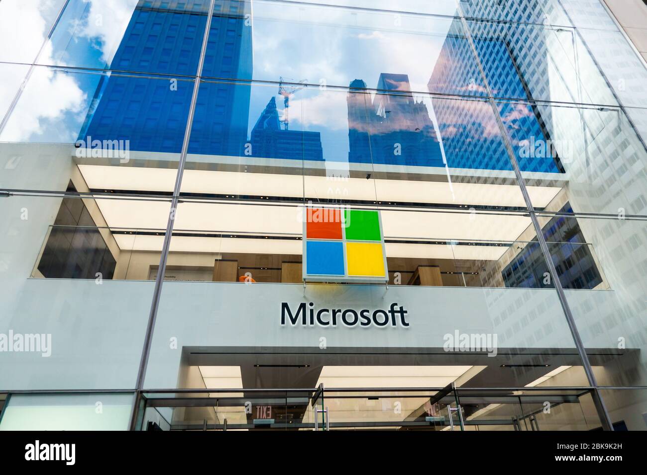 Microsoft company logo on facade of brand store on 5th avenue in ...