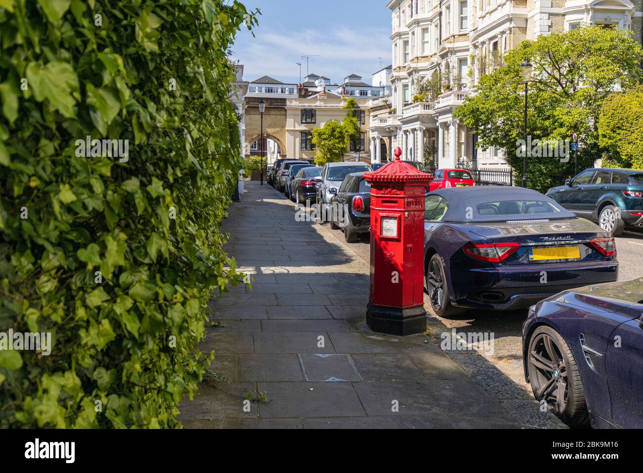 Lockdown London: an early Victorian pillar box lines the street in an ...