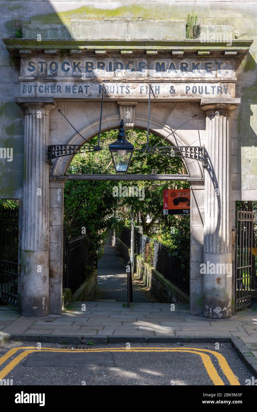 Sign on lintel marking entrance to old Stockbridge Market (now closed ...