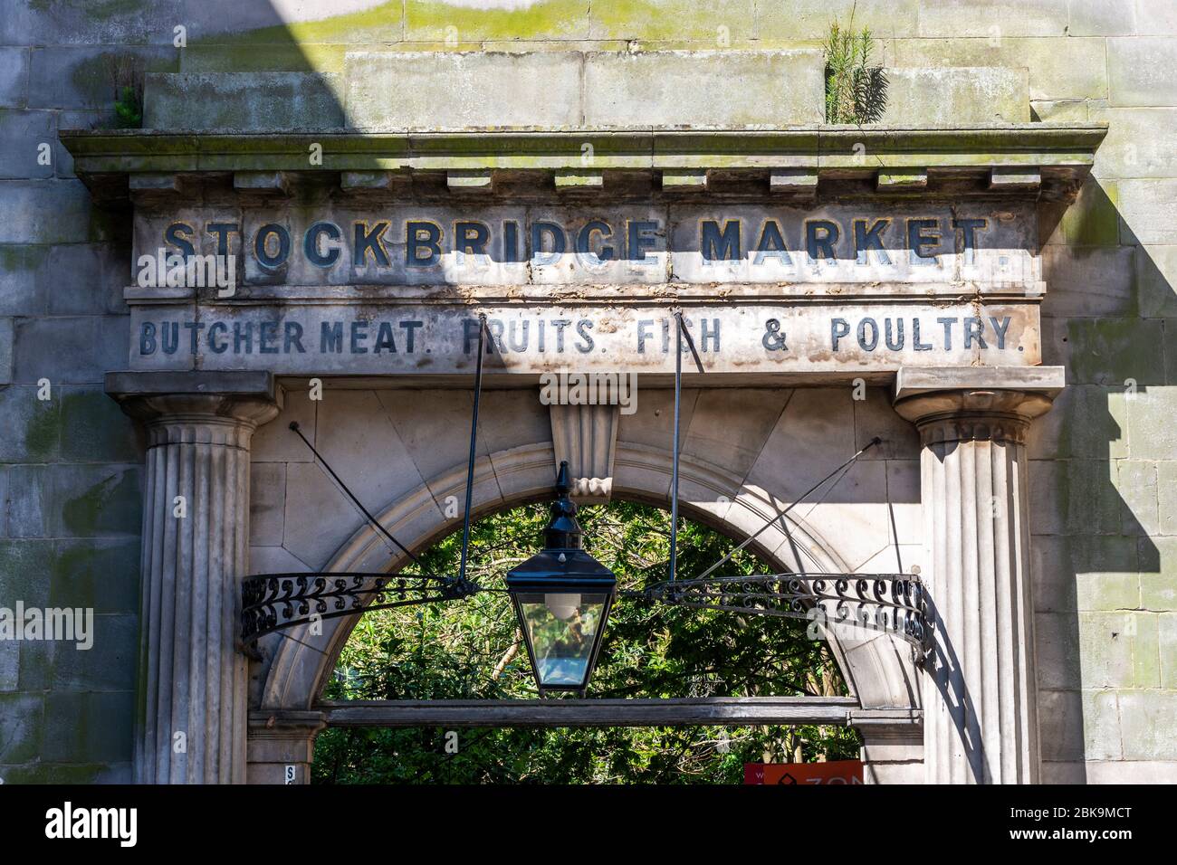 Sign on lintel marking entrance to old Stockbridge Market (now closed ...