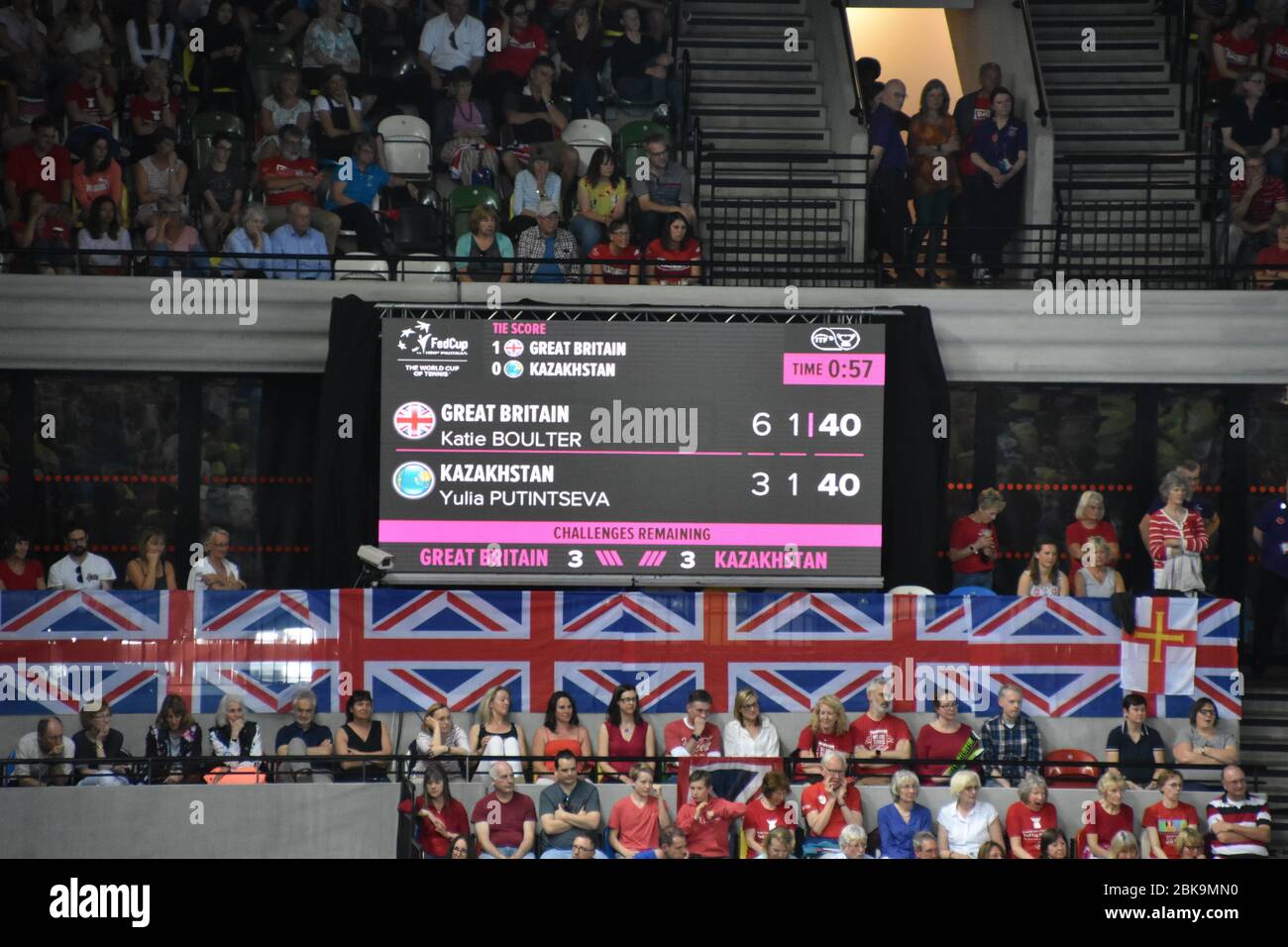 The tennis scoreboard at the Copper Box Arena in London, for the women ...