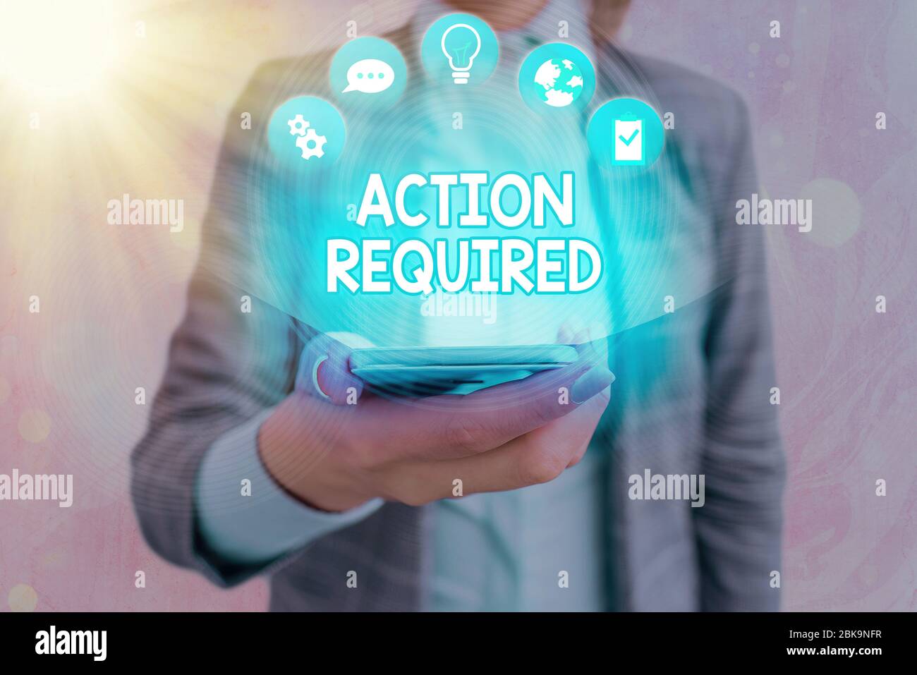 Text sign showing Action Required. Business photo showcasing Regard an ...