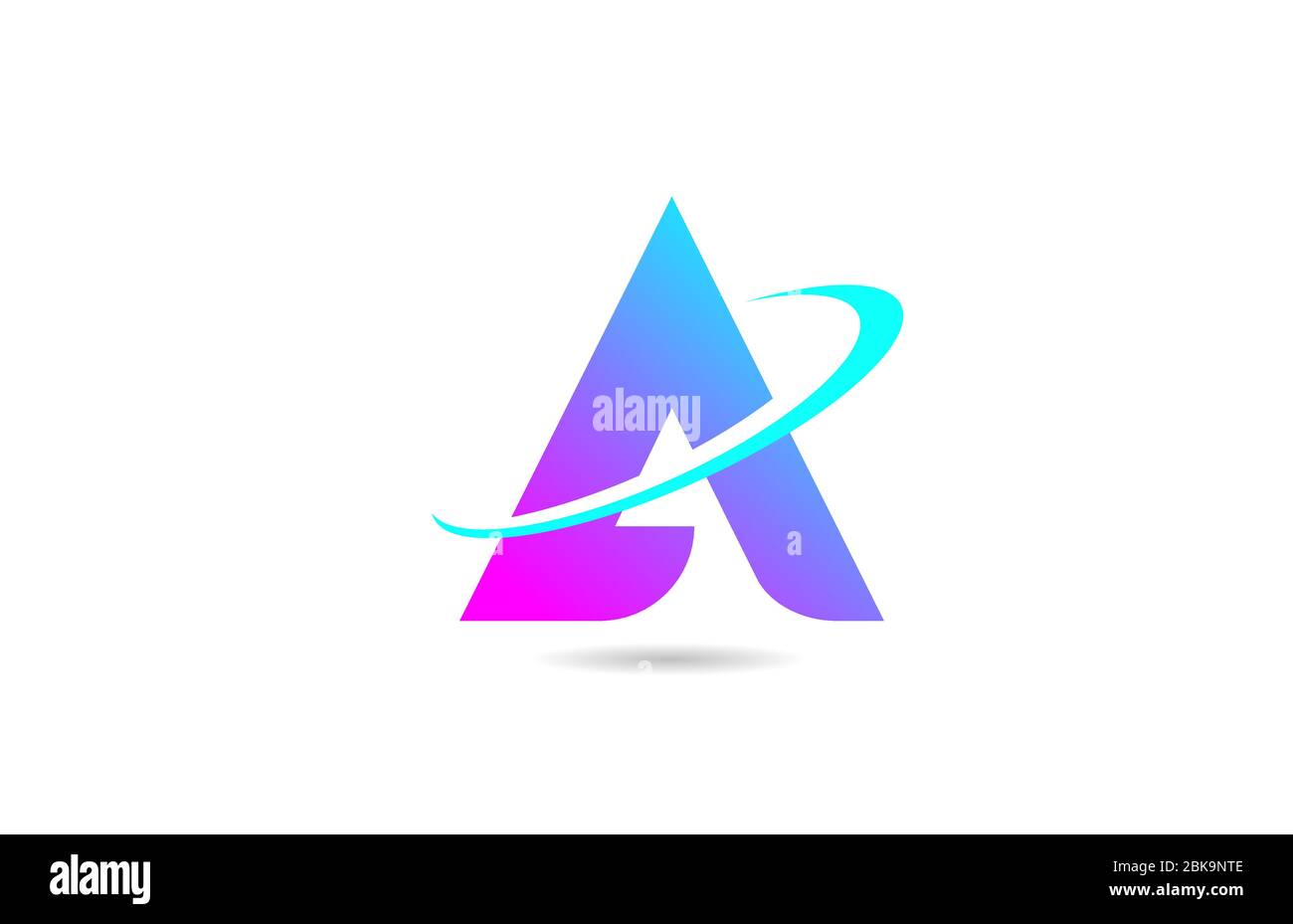 pink blue A alphabet letter logo icon design with swoosh for company ...