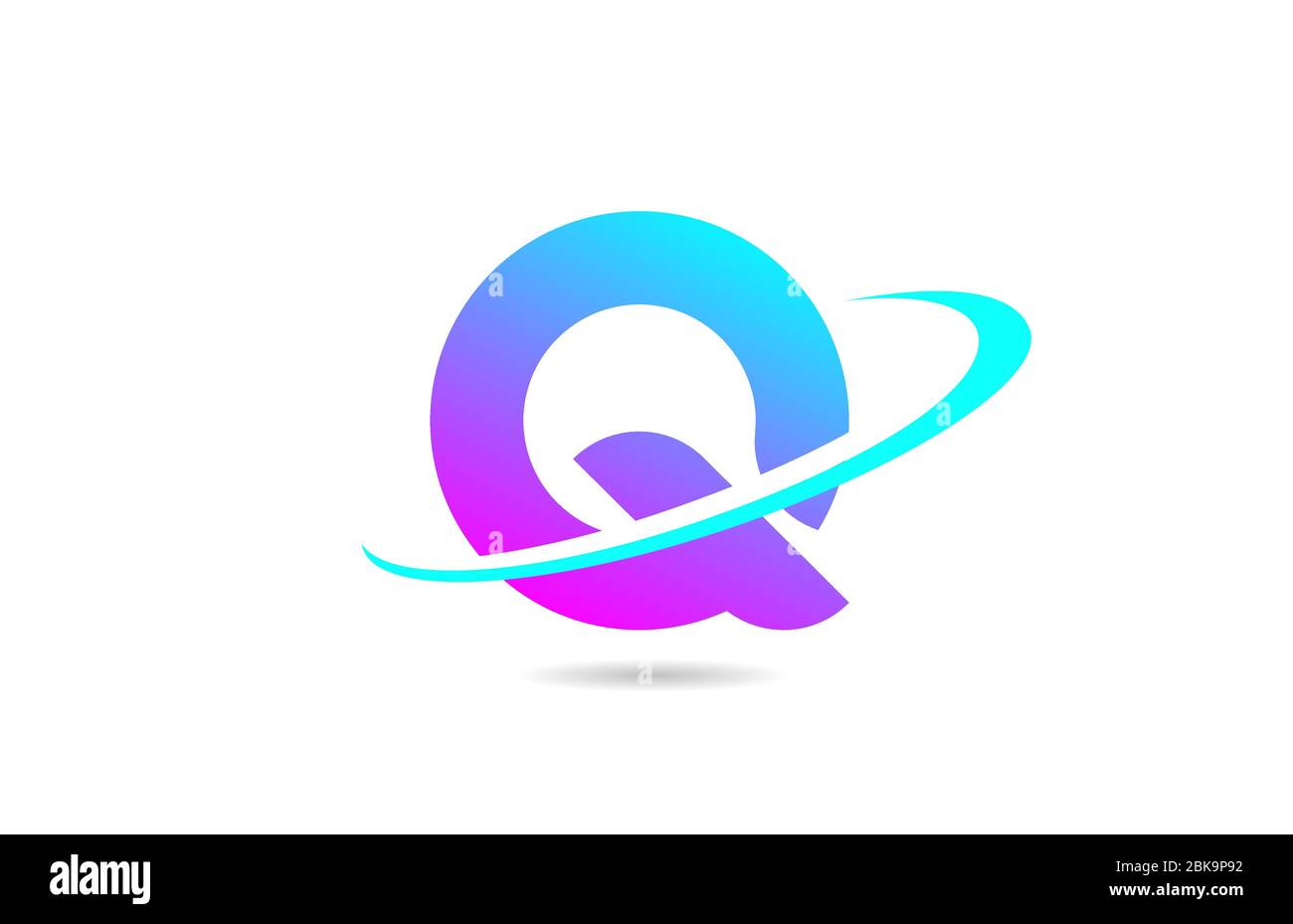pink blue Q alphabet letter logo icon design with swoosh for company ...