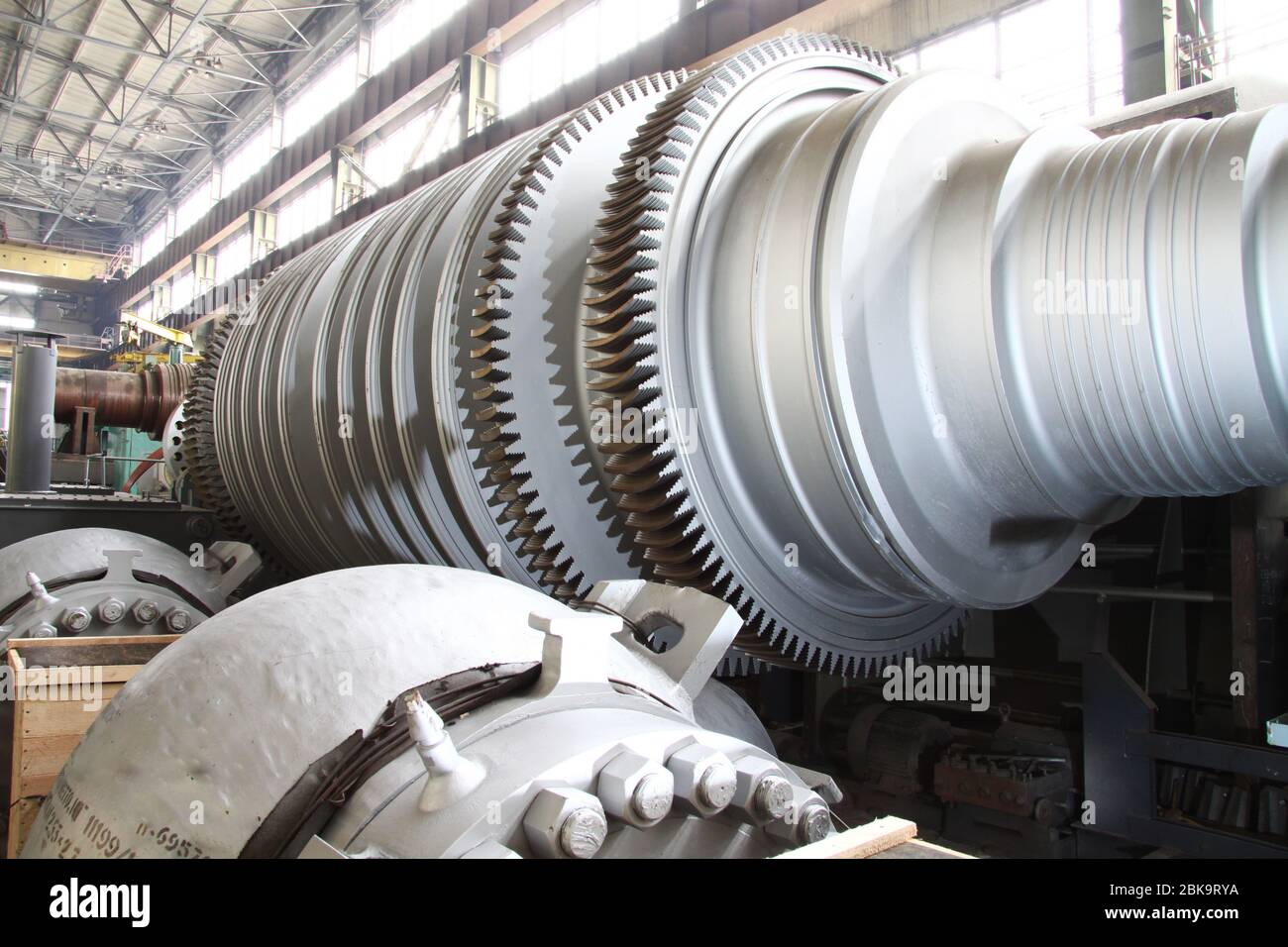 Industrial production of turbines for heavy industry. Huge steel ...