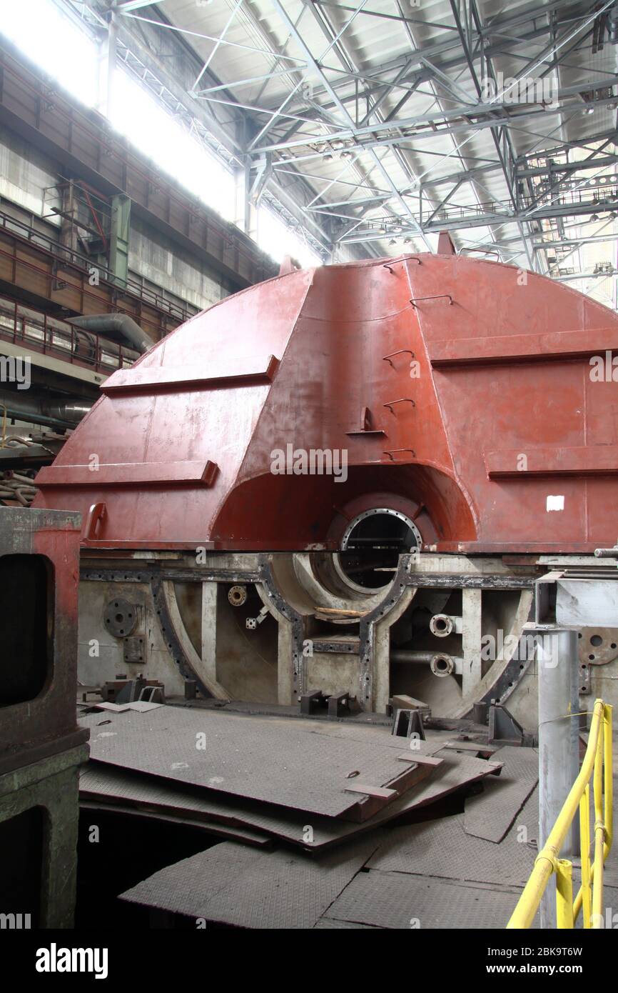 Industrial production of turbines for heavy industry. Huge steel ...