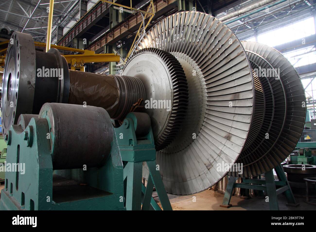 Industrial production of turbines for heavy industry. Huge steel ...