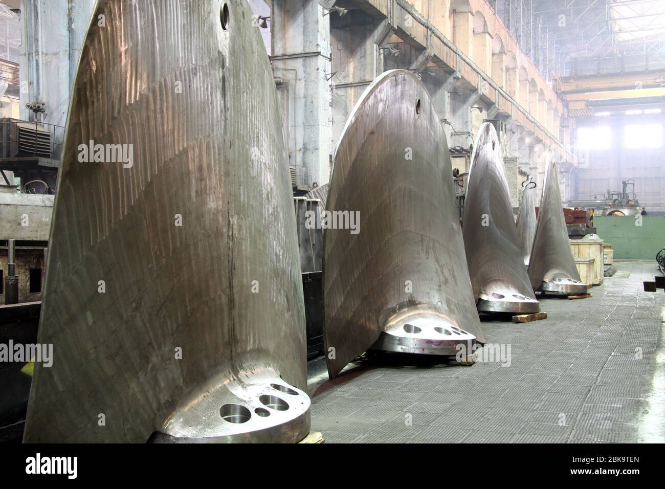 Industrial production of turbines for heavy industry. Huge steel ...