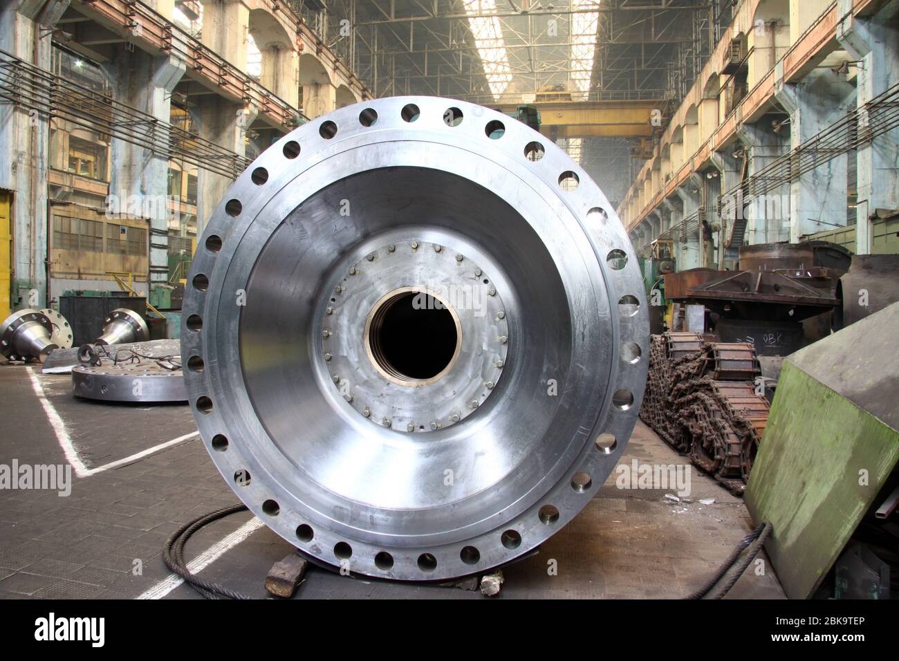 Industrial production of turbines for heavy industry. Huge steel ...