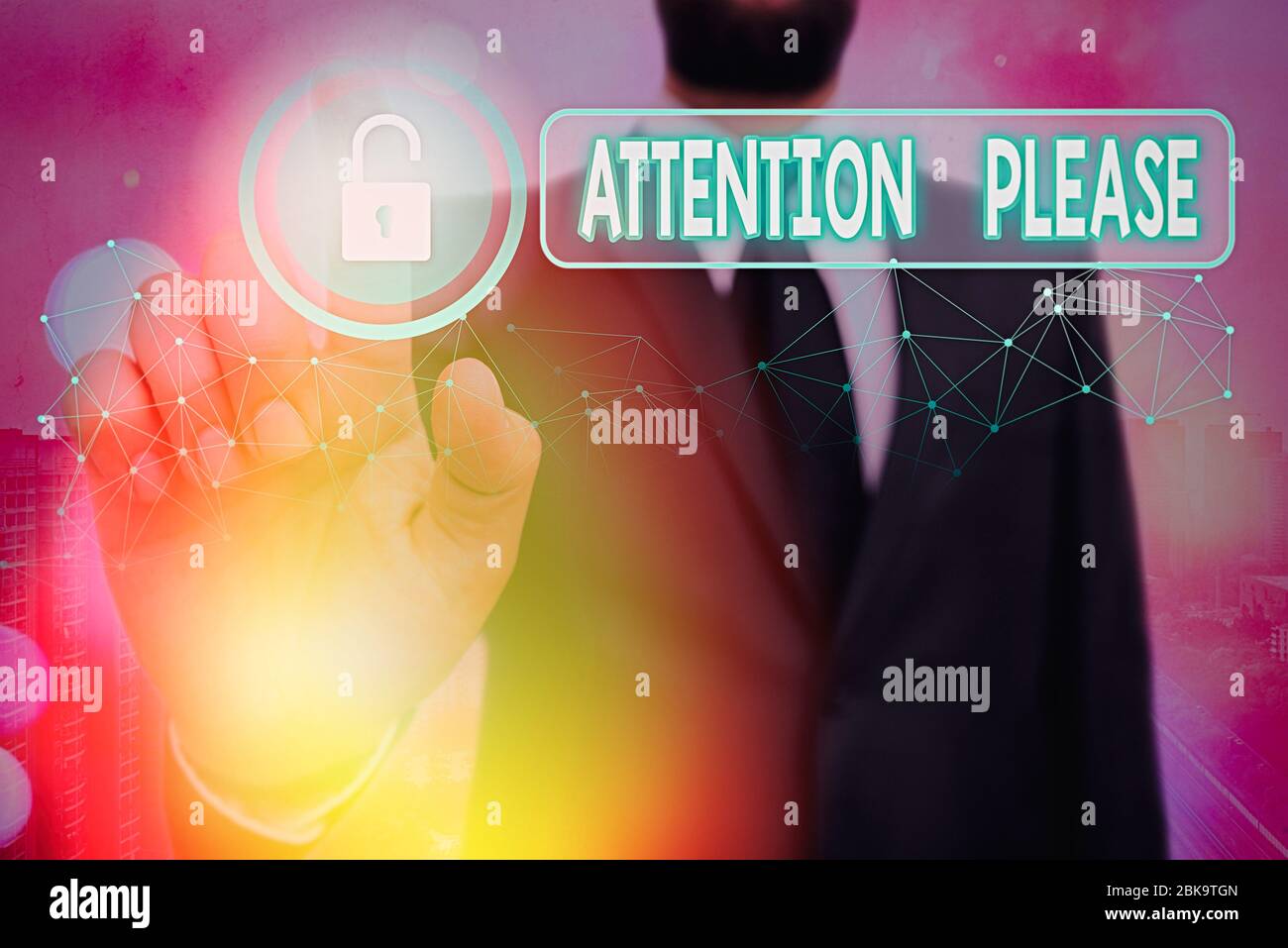 Text sign showing Attention Please. Business photo showcasing asking ...