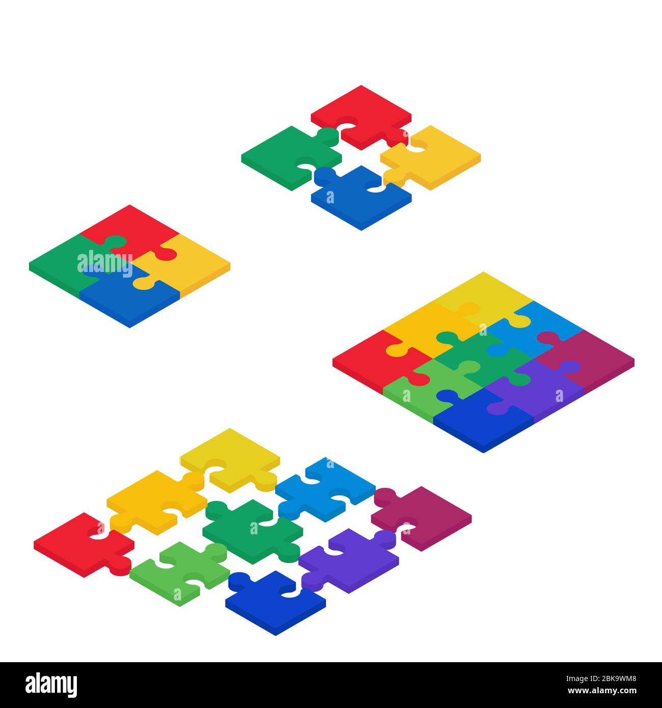 pieces of puzzle squares isometric diagram Stock Vector Image & Art - Alamy