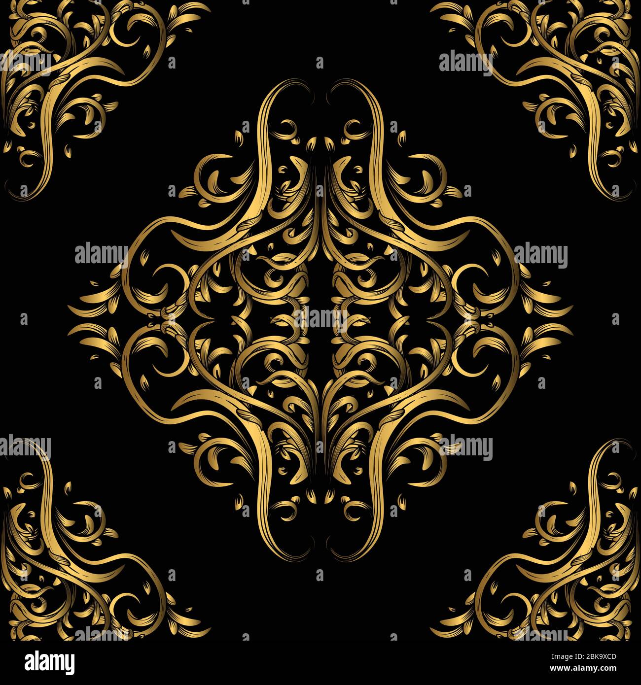 seamless golden vintage on a dark background. heraldic symbol. Vector ...