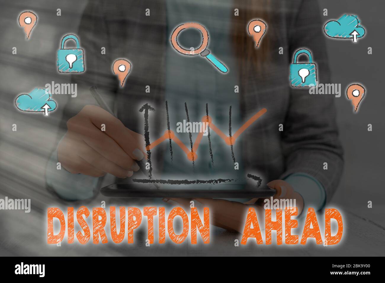 Text sign showing Disruption Ahead. Business photo showcasing ...