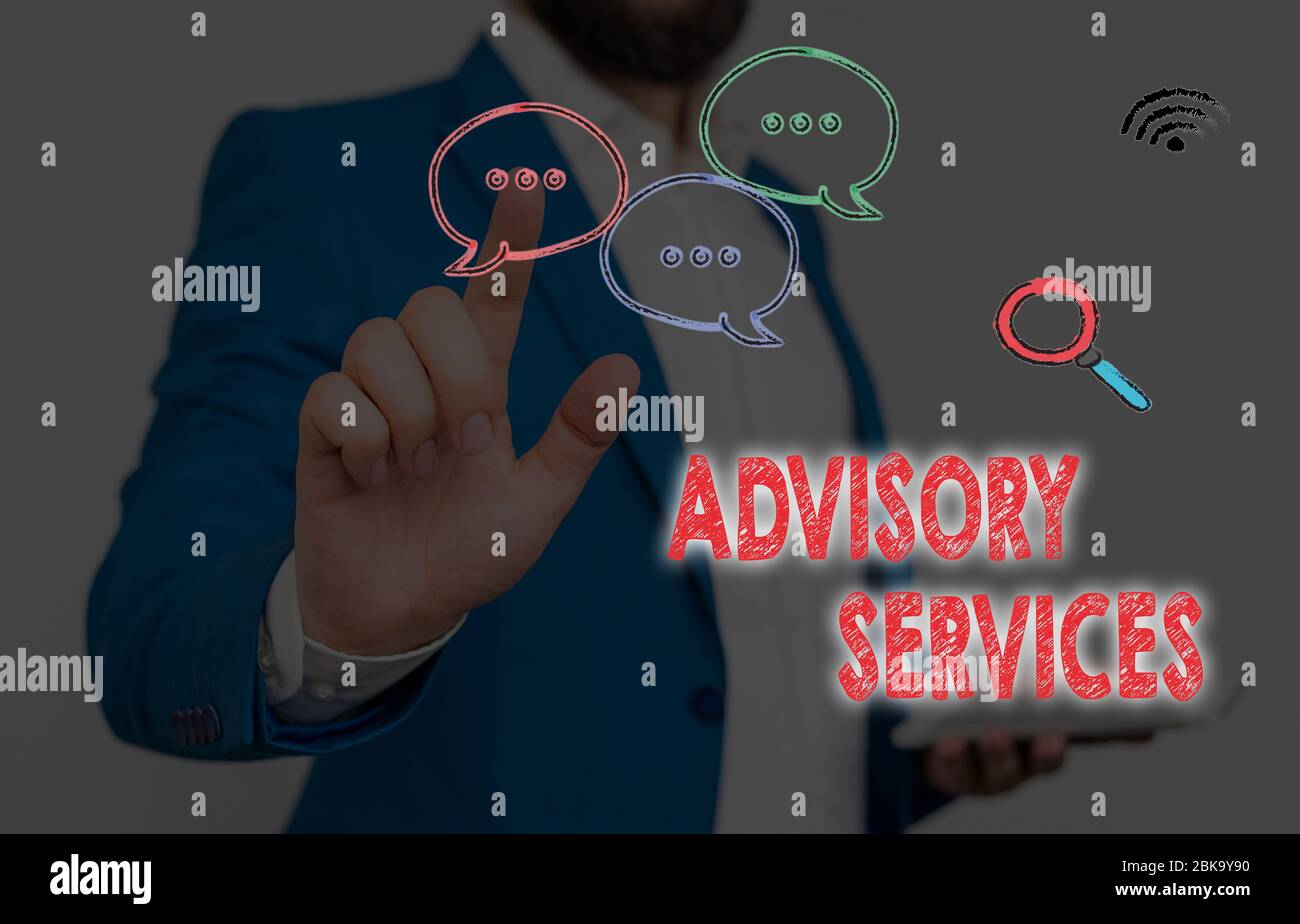 Text sign showing Advisory Services. Business photo text Support ...