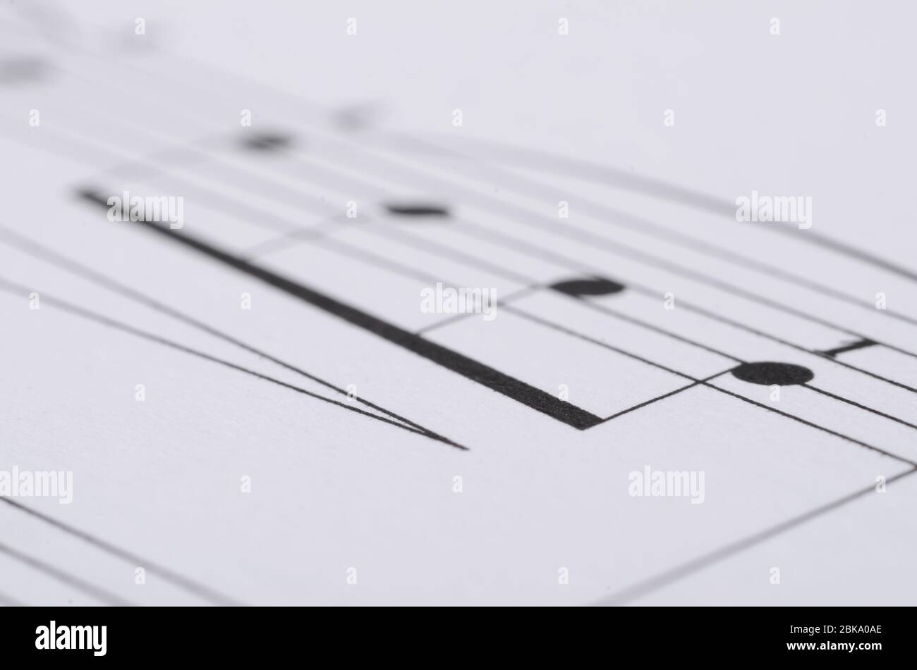 Music notes score background, piano score, close up and deformation ...