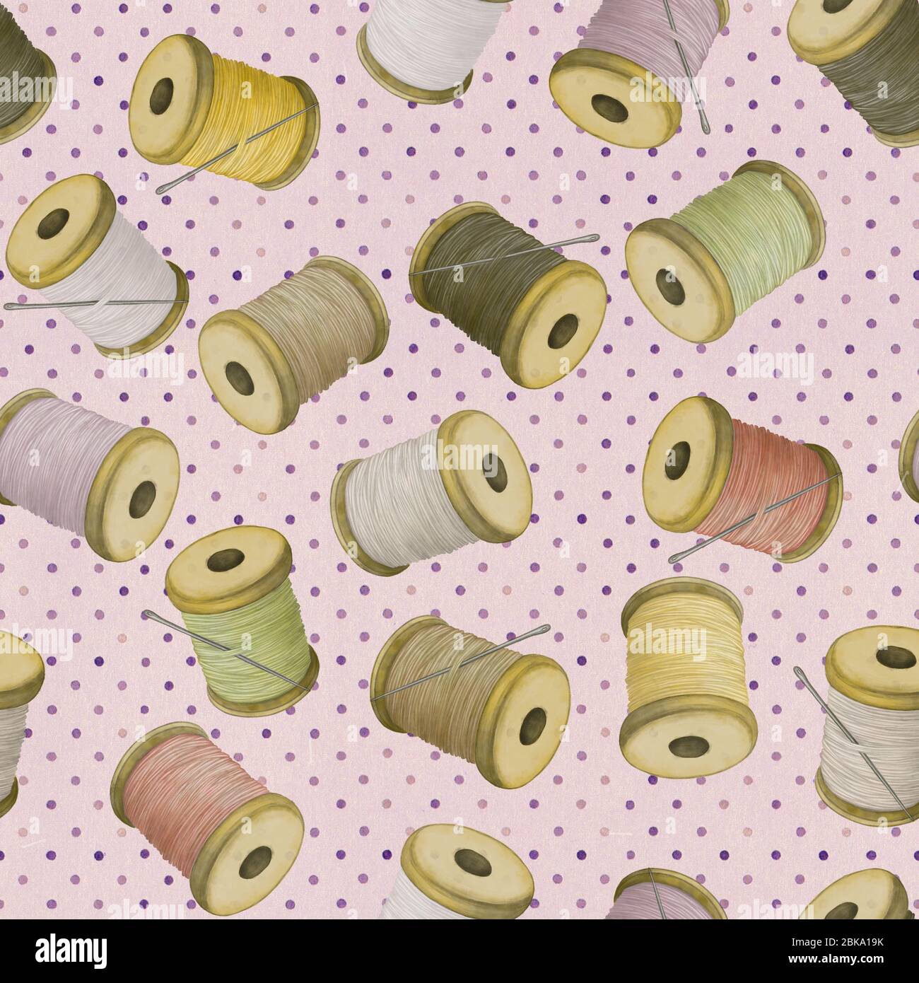 Colourful thread spools, seamless pattern Stock Photo - Alamy