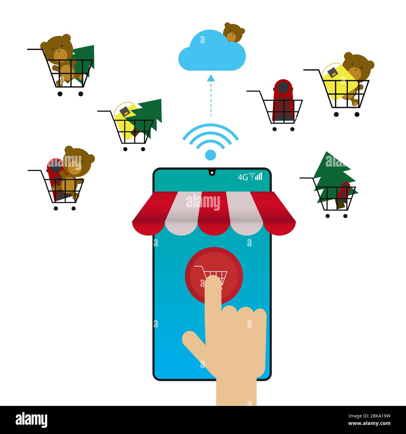 Isometric phone online shop Cut Out Stock Images & Pictures - Alamy