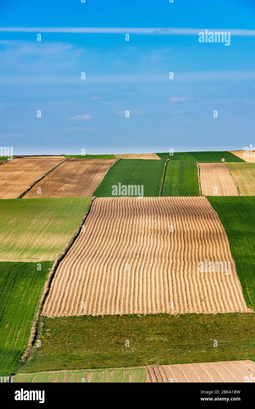 Agriculture at Spring. Colorful Patterns of Farmfields Stock Photo - Alamy