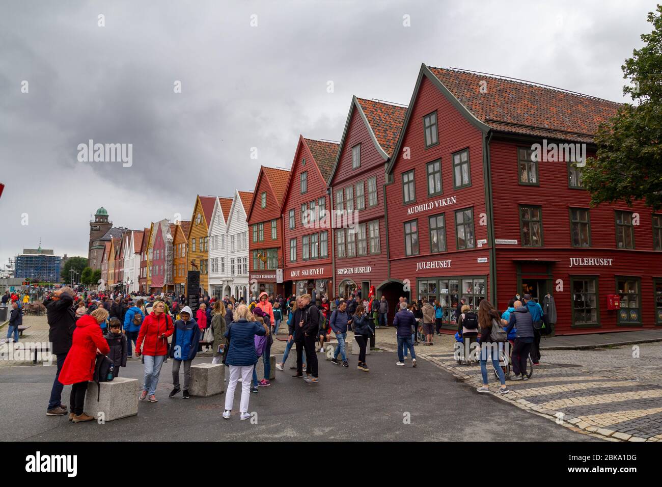 Colorful wooden houses on Bryggen, traditional architecture in the city ...