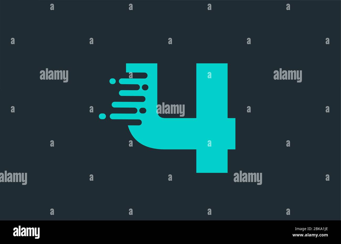 4 four blue number logo icon with line design for business and company ...