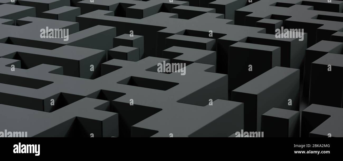 abstract modern technology background rendering with cubic mesh maze digital geometric ...