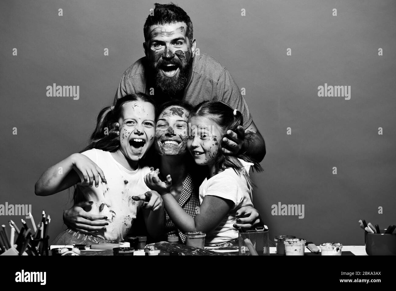 Artist painting faces Black and White Stock Photos & Images - Alamy