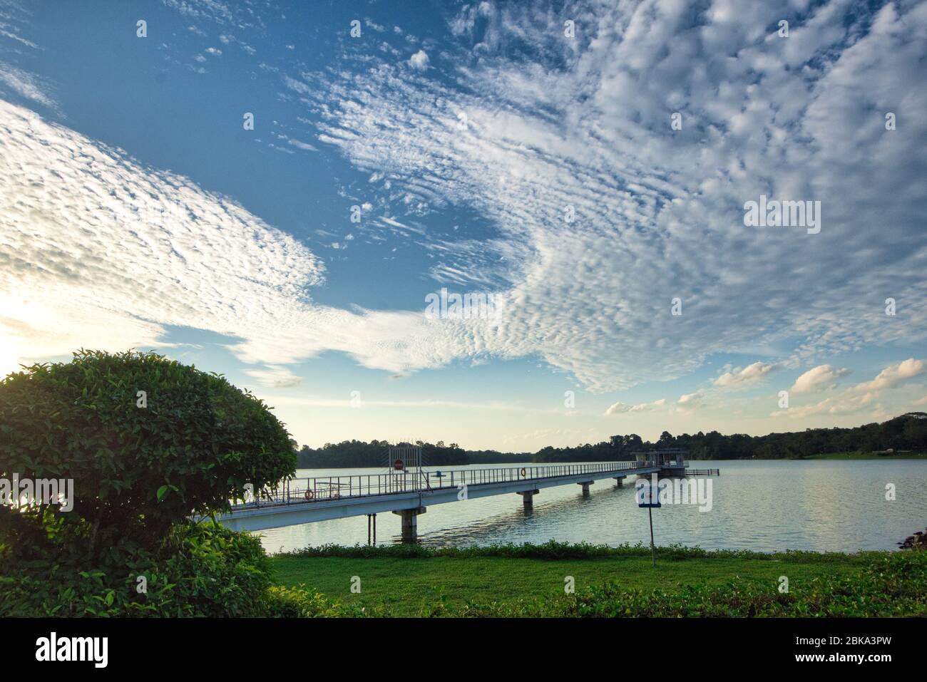 A view of cloudy sky at Lower Seletar Reservoir, a reservoir and ...