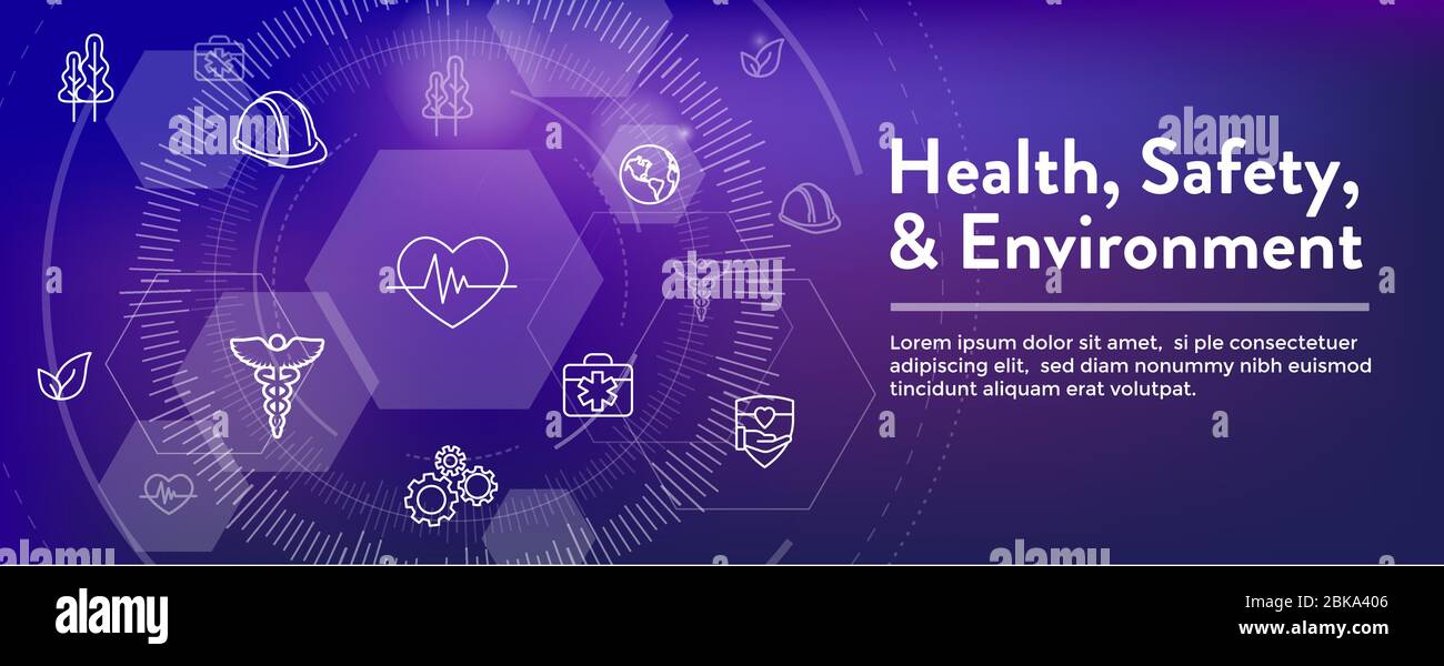 Health Safety & Environment Icon Set and Web Header Banner Stock Vector ...